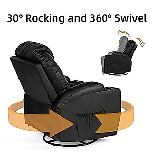 Esright Massage Recliner Chair Heated Composite Materials Ergonomic Lounge 360 Degree Swivel, 1 Chair, Black