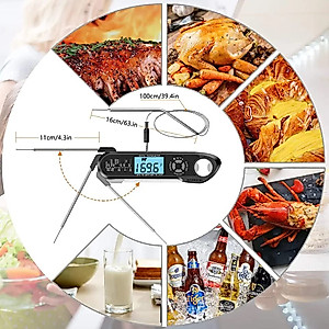 Digital Meat Thermometer, Dual Probe, Instant Read, Large Backlit Display, Thermometer for Cooking in The Kitchen or Grilling on The BBQ, with Magnet and Bottle Opener