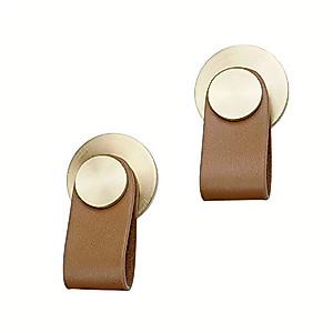 Happy Wicks Leather Pulls – Premium Faux Leather Cabinet Pulls – Set of 4 Leather Drawer Pull for Wardrobe, Kitchen, Bathroom – Heavy-Duty Design – Easy Installation – Modern and Simple Drawer Strap