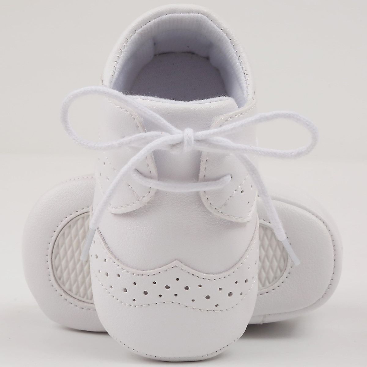 Methee Infant Baby Boys Girls Walking Shoes, Soft Sole Non-Slip First Walker Shoes Newborn Crib Shoes, Perfect for Baptism/Crawling/Wedding, White 0-6 Months Infant