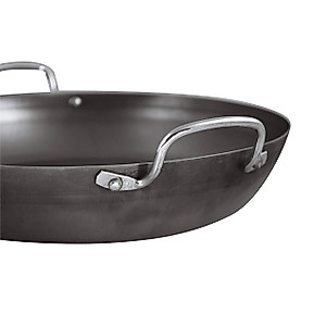 BelleVie Black Carbon Steel 16-Gauge Paella Pan, Dia. 15 3/4" x H 3""