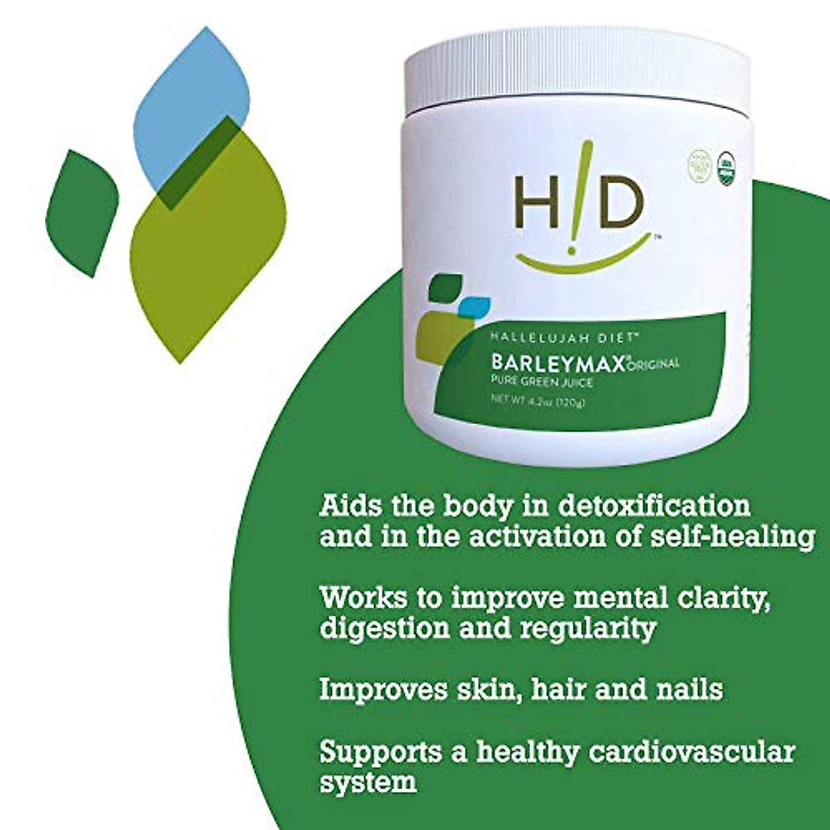 Hallelujah Diet Organic BarleyMax - Barley and Alfalfa Grass Juice Powder, Original, 4.2oz (60 Servings)