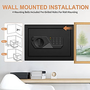 1.0 Cu ft Home Safe Fireproof Waterproof, Digital Home Security Safe with Numeric Keypad, Spare Keys and Removable Shelf, Personal Home Safe Box for Money Firearm Documents Medicines