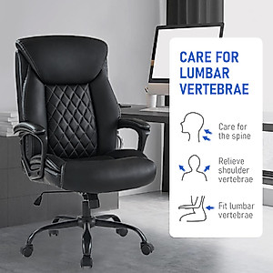 YEEFY High Back Executive Office Chair Ergonomic Desk Chair Rolling PU Leather Office Chair Heavy Duty Computer Chair Comfortable Home Office Desk Chairs with Wheels Arms Lumbar Support