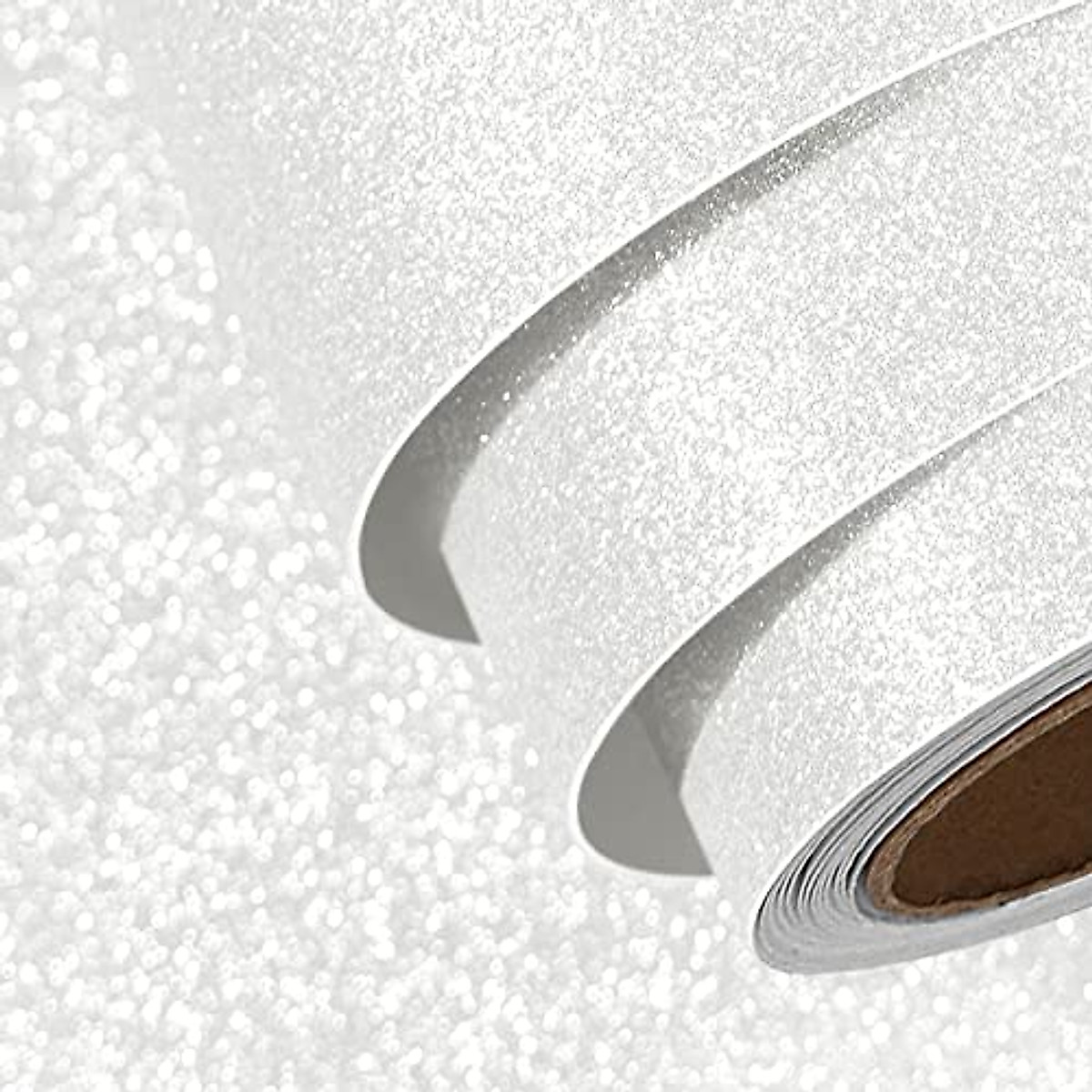 FunStick 15.8"x240" Pearl White Glitter Wallpaper Stick and Peel Sparkle White Glitter Contact Paper for Cabinets Self Adhesive Removable Fabric Glitter Wall Paper Roll for Bedroom Wall Decor Dresser