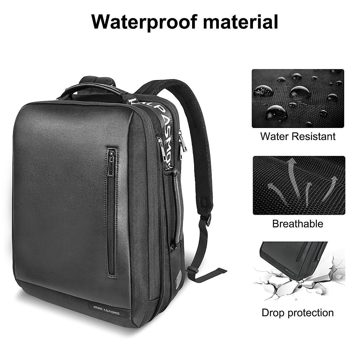 Krone Kalpasmos Carry-on Backpack, 40L Travel Backpack Flight Approved Carry On Backpack for Men & Women, Dual Layer Large Capacity Premium Leather Laptop Backpack Water Resistant Backpack