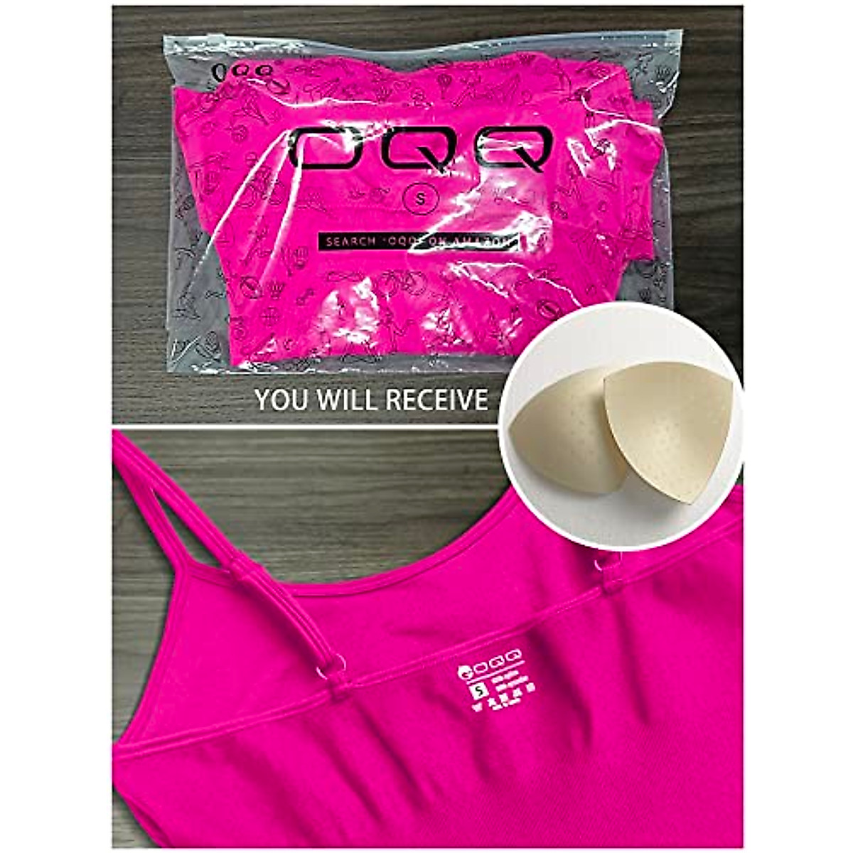 OQQ Women's Yoga Sexy One Piece Spaghetti Strap Tummy Control Padded Sports JumpSuit Bra Romper, Tea Leaf1, Small