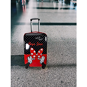 Disney Luggage Kids Suitcase Minnie Mouse Carry on Hardshell Rolling Spinner Suitcase Travel Bags Gifts Trip Accessories - Personalized Minnie Mouse with Your Name