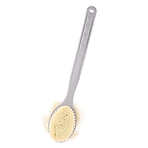 2pcs in Skin Dual-Sided Shower and Sides with Spa Sided Handle Bath Washing Cellulite Back Loofah Scrubber Dual- Wet or Long Body Grey Double Portable Exfoliating Dual