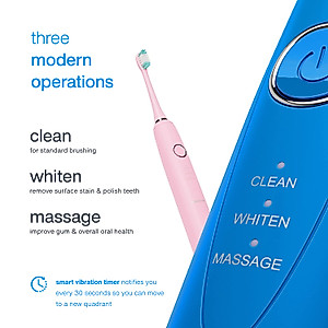 Aquasonic Vibe Duo - Dual Handle Ultra Whitening 40,000 VPM Fast Charging Electric ToothBrushes - 3 Modes with Smart Timers - 10 Dupont Brush Heads & 2 Travel Cases Included