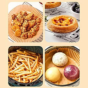 ORIGLE Air Fryer Liners 100Pcs Air Fryer Disposable Paper Liner, 6.3Inch Non-stick Parchment Paper, Oil Resistant, Waterproof, Food Grade Oven Liner for 2-5 QT Air Fryer, Steamer, Microwave oven