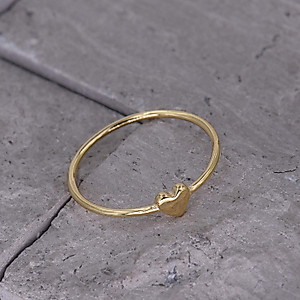 BLOSSOM & HUE Minimalist Ring for Women [Size 6] Teens & Girls [18K Gold Plated on .925 Sterling Silver] - Dainty Love/Heart Band [Hypoallergenic]