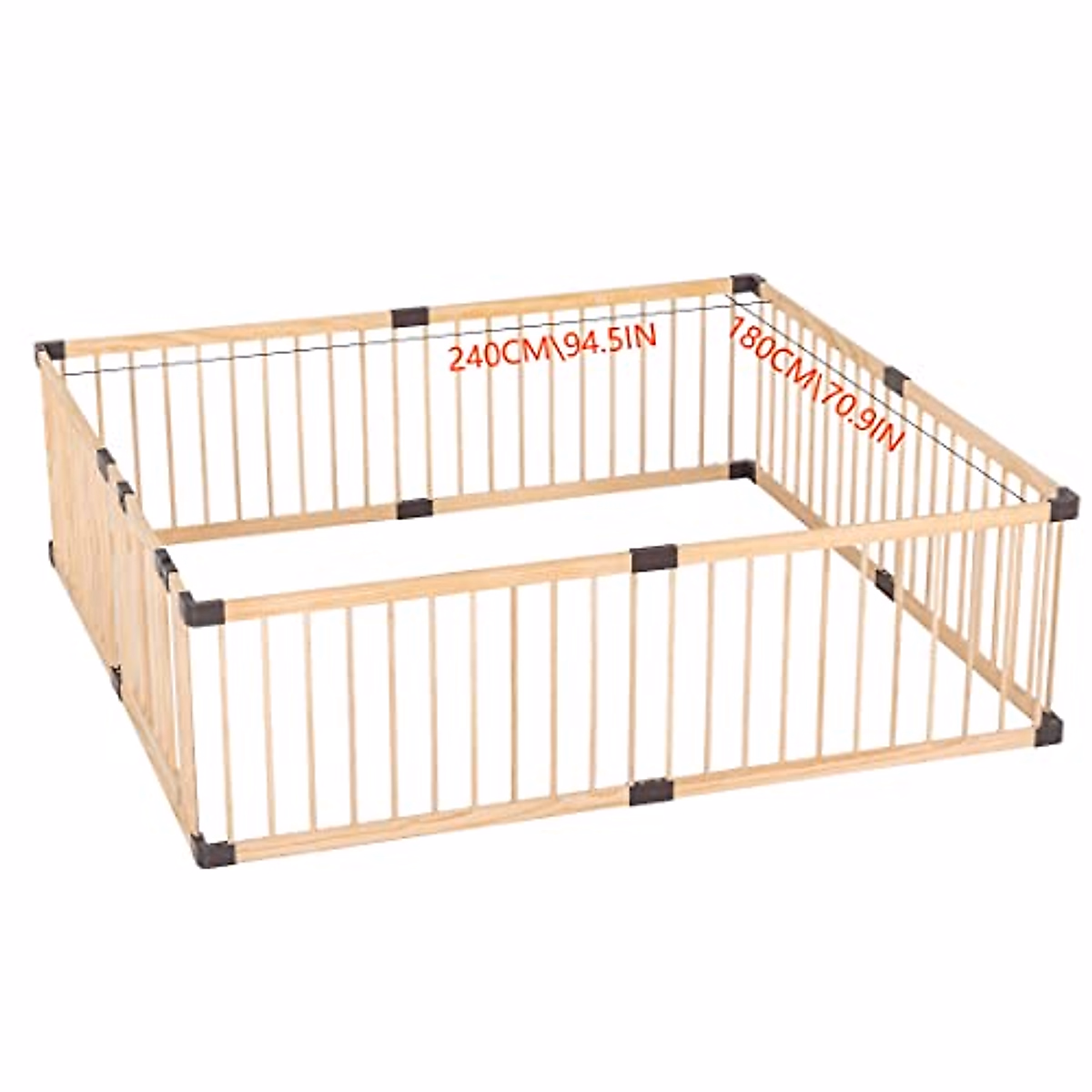 Conabay Large Baby Playpen Play Pen Fence Gate,Baby Safety Wooden Guard Fence Play Area with Door,Baby Kids Barrier Fencing,Baby Birthday Gift (180x240CM)