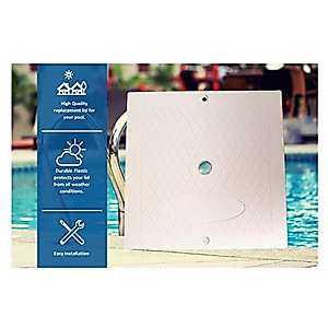 JSP Manufacturing 10 Inch Square Skimmer Deck Cover 10"x10" Lid Replacement for Hayward SPX1082E SP1082 (1, White)