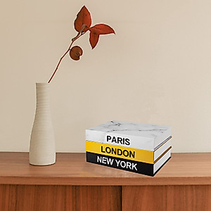 YD SZ YADOO Hardcover Books for Decor Set of 3 Stacked Books for Living Room Coffee Table Decorative Faux Books Decor Storage Book Boxes with Stickers (Z108)
