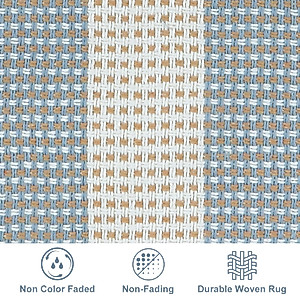 LEEVAN Front Door Rug 24'' x 35'', Machine Washable Blue Outdoor Rug Entryway Rugs, Indoor Striped Rug Cotton Hand-Woven Small Area Rug Outdoor Mats for Porch/Farmhouse/Home Entrance