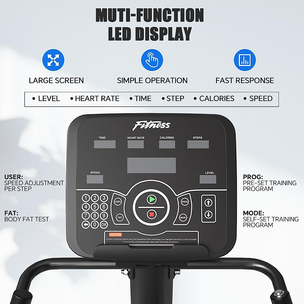 SPART Stair Climber with LED Screen, Commercial Grade Stepmill Exercise Machine, 15 Speed Levels Stair Climber Stepping Machine for Cardio and Lower Body Workouts, 660LBS, 15-164 Steps/Minute, White