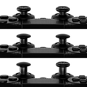 eXtremeRate ThumbsGear Interchangeable Ergonomic Thumbstick for PS5 Controller, for PS4 All Model Controller - 3 Height Domed and Concave Grips Adjustable Joystick - Black