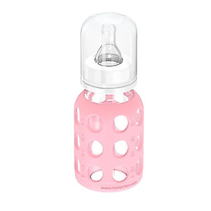 Lifefactory Glass Baby Bottle with Silicone Sleeve 4 Ounce - 2 Pack - Pink