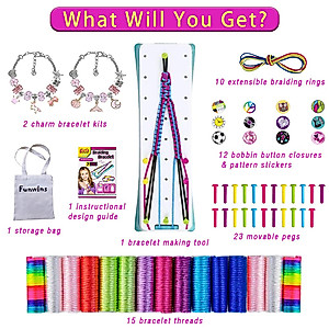 Funwins Friendship Bracelet Making Kit for Girls - Arts and Crafts Jewelry Making Toys for 5 6 7 8 9 10 11 12 Years Old, Gifts for Kids for Christmas, Birthday, Rewarding, and Travel Activity (Pink)