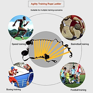 20ft Agility Ladder Agility Training Equipment, Speed Ladder, Football Ladder, Training Ladder, Soccer Ladder Workout, Football Training Kit, with 12 Speed Training Cones and Resistance Parachute