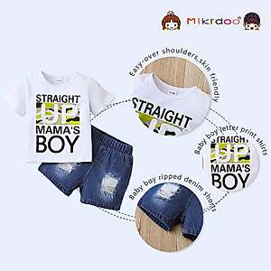 18 Months Boy Clothes Toddler Boy Clothes Little Boy Clothes Short Sleeve White T-Shirt Denim Shorts Set Toddler Boy Summer Outfits 18-24 Month Boy Clothes