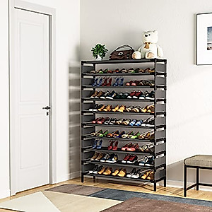 Tribesigns 10 Tiers Shoe Rack, Large Capacity Shoe Organizer, Shoe Shelf for 50 Pair, Large Shoe Rack, Extra Large Shoe Shelf