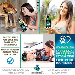 Best Paw Nutrition - Pure Omega Fish Oil for Dogs, Cats & Ferrets - Liquid Supplement for Joint Pain Relief - Soft Skin & Shiny Coat - Omega 3 Fish Oil Pets Love - 16oz