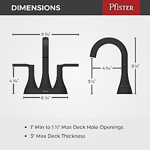 Pfister Vaneri Bathroom Sink Faucet, 4-Inch Centerset, 2-Handle, 3-Hole, Matte Black Finish, LF048VRIBB