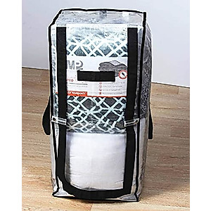 (4 ct) Clear Heavy Duty Extra Large WOVEN FABRIC Storage Bags, Clear Moving Bags, EXTRA LARGE SIZE: 29" L X 18" H X 13.5", Totes with Zippers for Clothing Blanket Storage, Dorm College Moving Supplies Boxes, Clothes Storage Bins (4), bolsas para guardar r