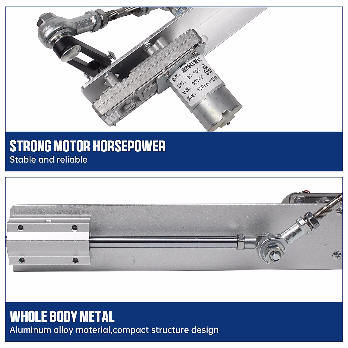 CNCTOPBAOS Reciprocating Linear Actuator Stroke 6 Inch 1.18"-6",Adjustable Telescopic Rocker Arm Mechanism Gear Motor DC24V Speed Regulation Adapter 120RPM 3-15CM