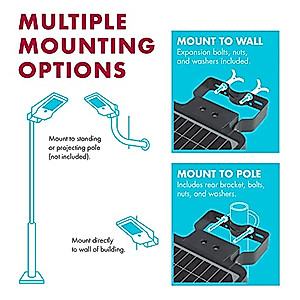 Wagan EL8586 1600 Lumen Integrated Solar Street Lamp Security Flood Light Motion Sensor Waterproof Weatherproof Dusk to Dawn Solar LED Light Lamp for Outdoor Garden Yard Path Parking Lot