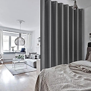 MIULEE Sliding Door Curtains 8.3 x 7 Ft, Grey Blackout Curtain for Living Room, Vertical Blind for Room Darkening Extra Wide Grommet Top Closet Door Curtains for Bedroom/Patio 1 PC 100 x 84 Inch