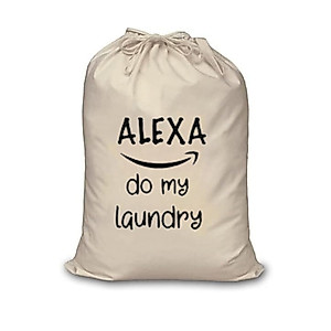 Mayatra's Organic Alexa Do My Laundry Cotton Laundry Bag for Clothes - Travel Organizer - Eco-Friendly 100% Pure Cotton Drawstring Bag - Large Size (Pack Of 1)