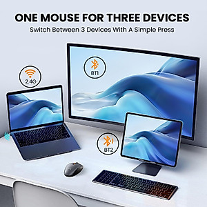 ProtoArc Solight Wireless Bluetooth Mouse, 55g Lightweight Mouse Wireless, 2.4G Cordless Quiet Rechargeable Mouse With 3 Device Connection, 3 Adjustable Dpi, Skeleton Design For Pc, Ipad, Mac, Windows