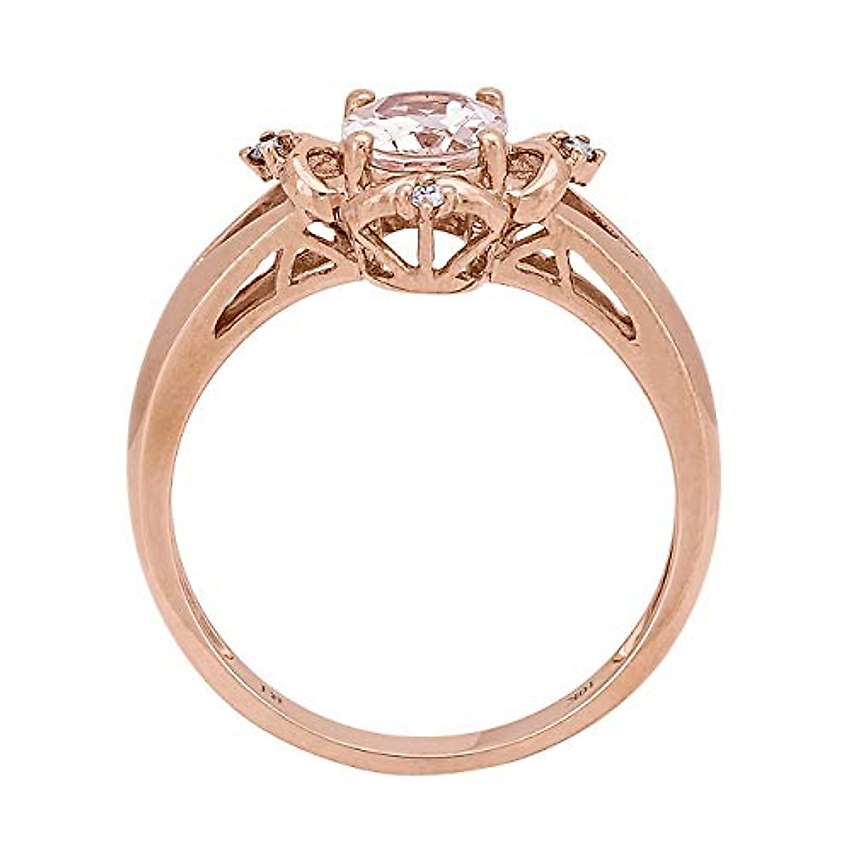 Gin & Grace 10K Rose Gold Natural Diamond & Genuine Morganite Statement Propose Promise Ring for Women