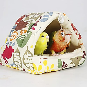 Winter Parrot Cage Hideaway Cave House Hut Birdcage Perch Swing Hammock Bird Hanging Nest for Lovebirds Parakeet Finches Cockatiel Cockatoo, 15cmx15cmx14.5cm