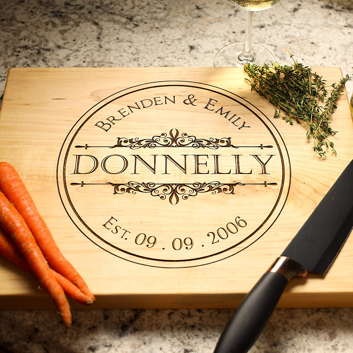 USA Handmade Wood Cutting Board Laser Etched With your Anniversary Date and Names! Sizes SM-XXL Wedding gifts, Anniversary Gifts, Christmas Gifts, or Bridal Shower Gifts By Naked Wood Works