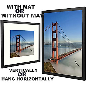 Picture Frames 8x10 Picture Frame Set of 2，Display Pictures 5x7 with Mat or 8x10 Without Mat Real Glass and Composite Wood for Wall or Tabletop Display Pre-Installed Wall Mounting Hardware，Black