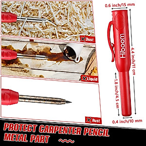 Hiboom 3 Pack Solid Carpenter Pencil with Pencil Cap and 21 Pcs Refills, Deep Hole Mechanical Pencil Marker with Built in Sharpener for Carpenter Woodworking Architect