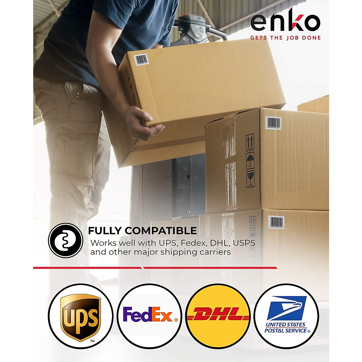 enKo (3 Rolls, 7,050 Labels) 1-1/2" x 1/2" Direct Thermal Label for Address Mailing and Shipping FBA FNSKU Labels