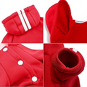 Pet Cat Dog Cute Outfit Clothes Hoodie Jumpsuit Tracksuit Jacket Winter Sweater 4-Legs Style Red for Puppy Small to Medium Dogs Boy and Girl (X-Large)
