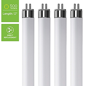 (Pack of 4) LED Direct Replacement F8T5/WW - T5 - 5 Watt - 12" - 500 Lumens - Super Long Life Light Bulbs - by KOR (Warm White (3000K))