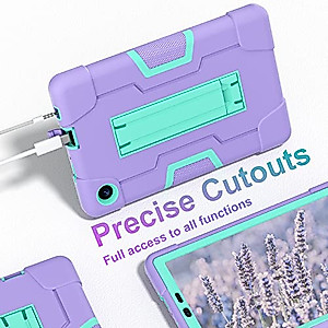 Nitupai Case for TCL Tab 8 LE (Model 9137W) / TCL Tab 8 WiFi (Model 9132X) 2023 Release, Heavy Duty Shockproof Silicone Case with Kickstand for TCL Tab 8 LE Case for Kids, Purple