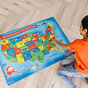 Melissa & Doug USA Map Floor Puzzle (51 pcs, 2 x 3 feet), Multi