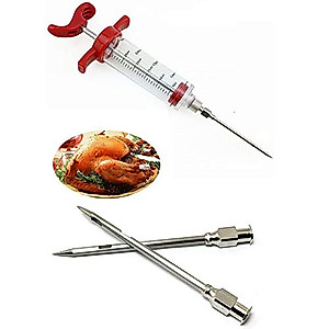 PZRT 4pcs Injector Needle for Barbecue, Stainless Steel Marinade Turkey BBQ Meat Injector Needle Kitchen Accessories Party Home Supplies