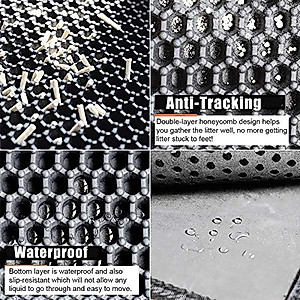 Topcovos Cat Litter Mat, Litter Mat Double Layer Honeycomb Trapping Mat, Easy Clean Litter Box Mat EVA Phthalate Free Kitty Litter Mat
