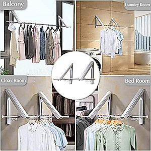 ANXVERS Household Clothes Rack, Laundry Clothes Rack, Wall Clothes Rack, Hanging Clothes Rack, Folding Clothes Rack, Clothes Rack with Pole, Clothes Rack, Independent Clothes Rack Sliver, Silver