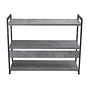 Household Essentials 3 Tier Storage Shelf with Minimalist Metal Frame | 40.5" W x 32.5" H x 13.75" D | Slate Faux Concrete, Grey