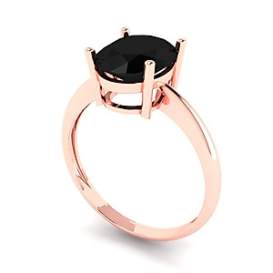 2.5ct Oval Cut Solitaire Genuine Natural Black Onyx Wedding Bridal Designer Anniversary Engagement Ring 14k Rose Gold 5.75